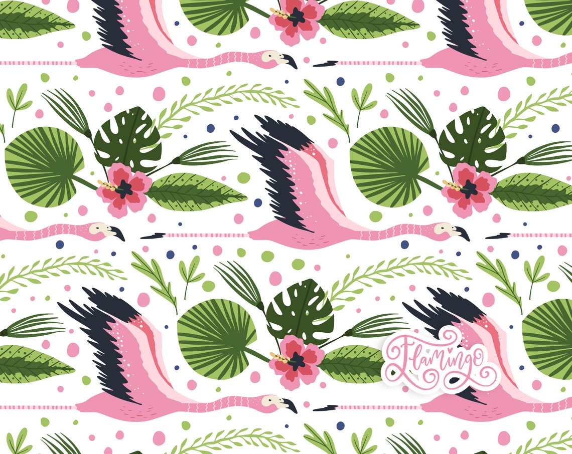 Flamingo Digital Paper Seamless Pattern Set Tropical Wallpaper - Etsy