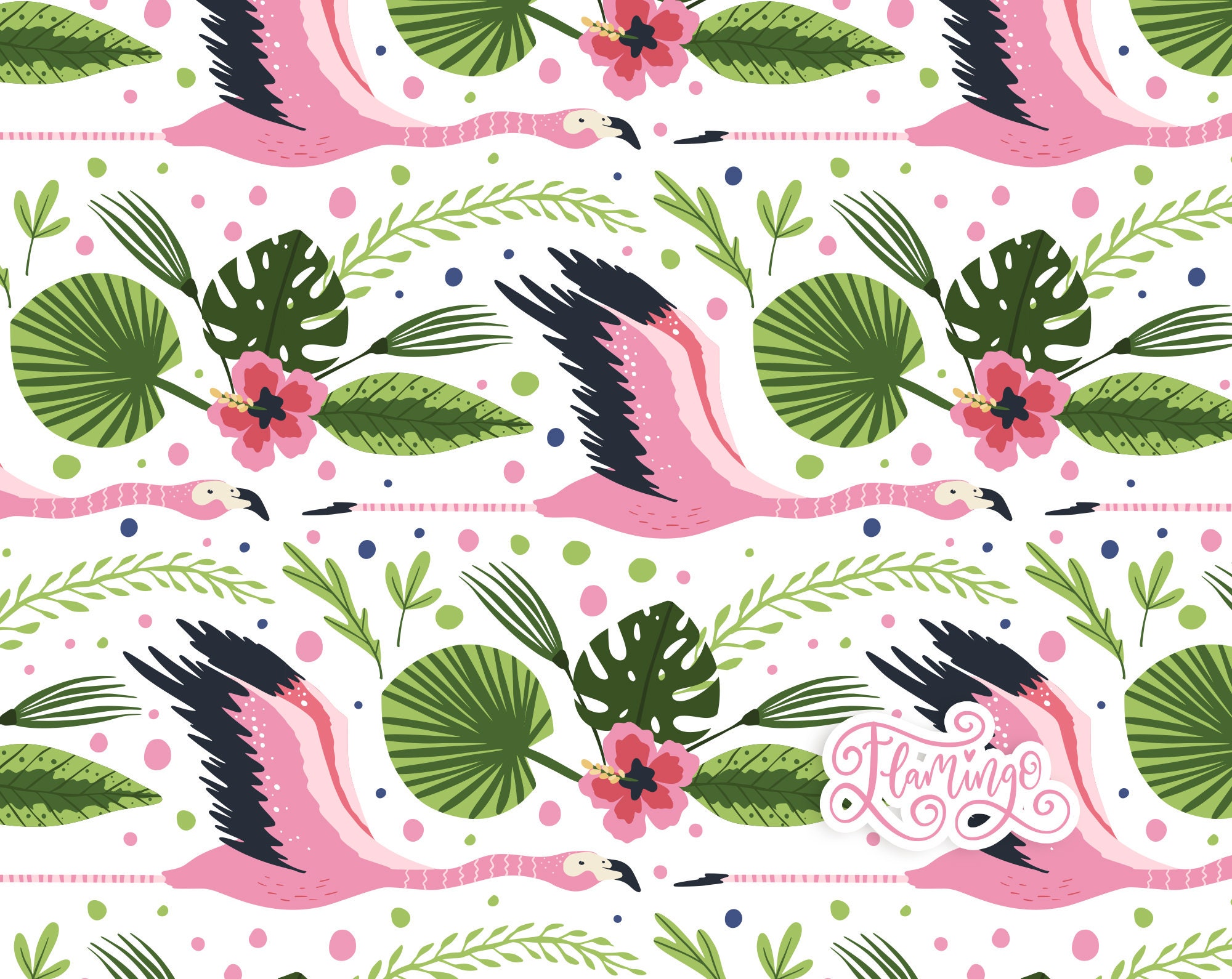 Flamingo Digital Paper Seamless Pattern Set Tropical Wallpaper - Etsy