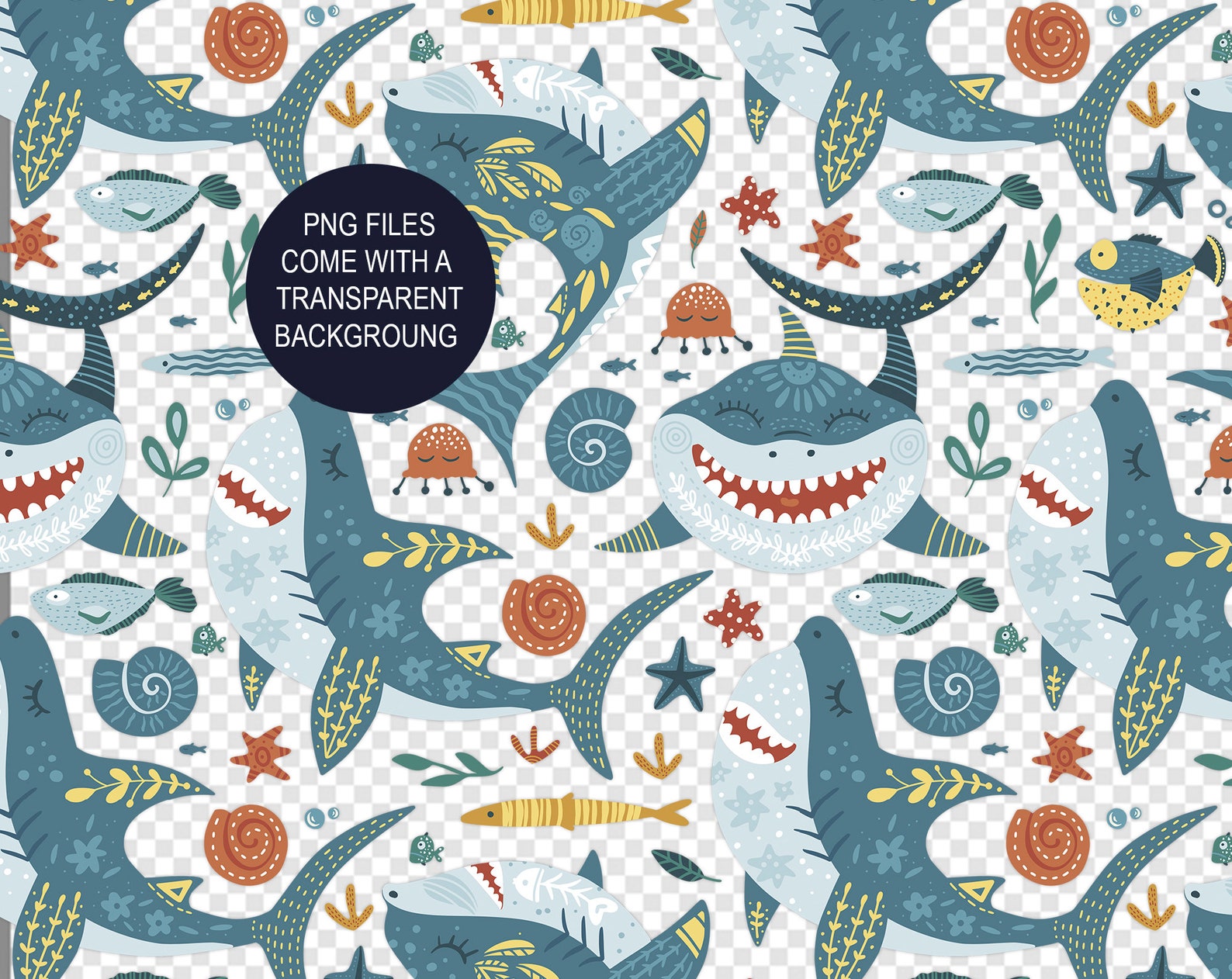 Baby Shark Digital Paper Pack Summer Digital Paper Ocean Digital Paper ...