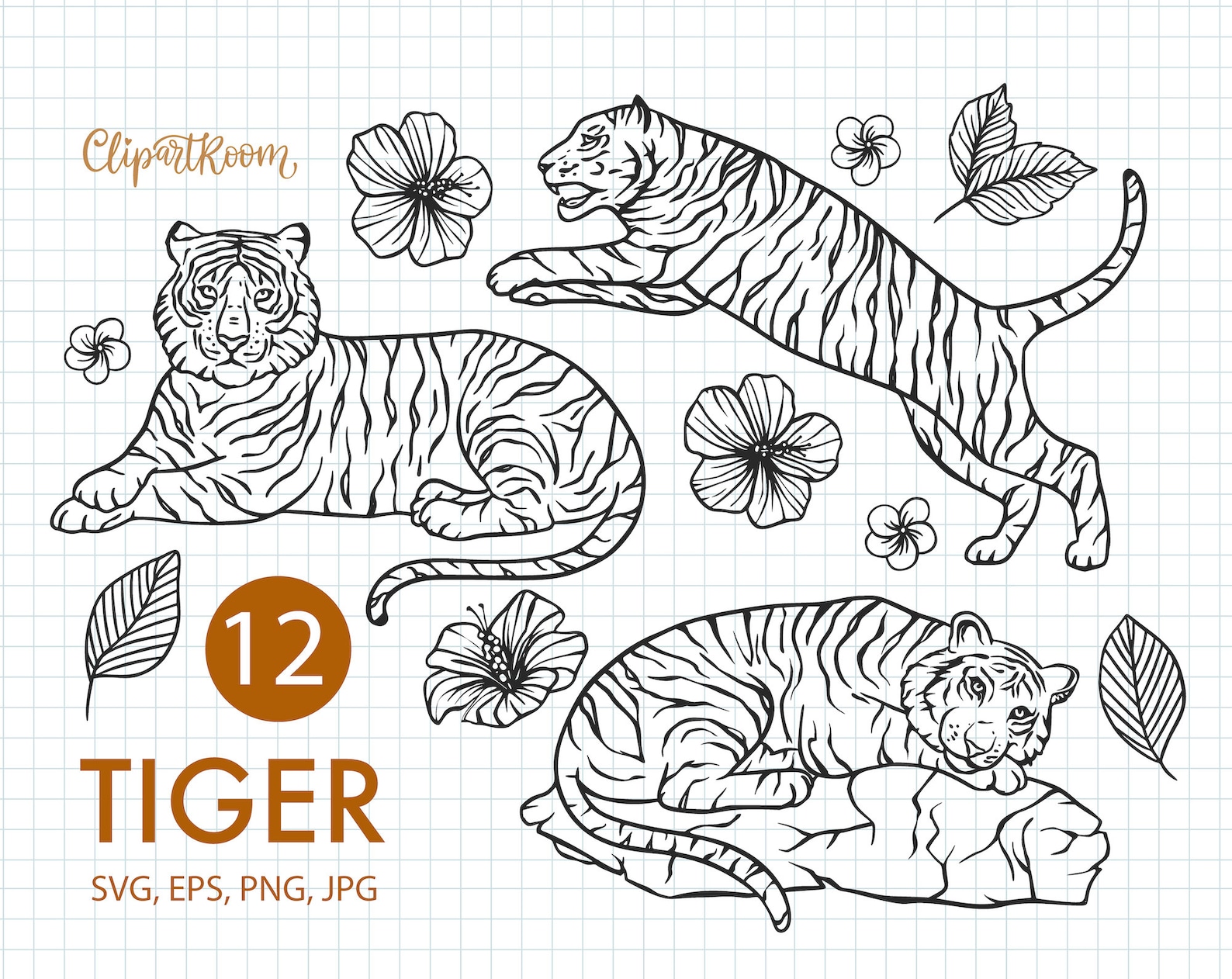 Tiger Print Tiger Svg Safari Animals Tropical Clipart Chinese New Year ...