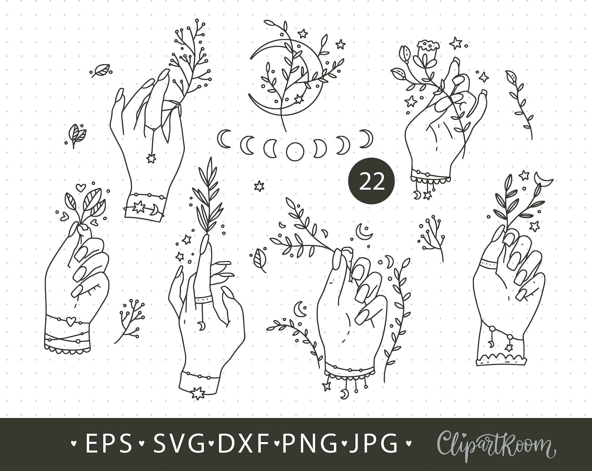 Feminine Logo Design, Witch Hands SVG, Hand Svg Files for Cricut ...