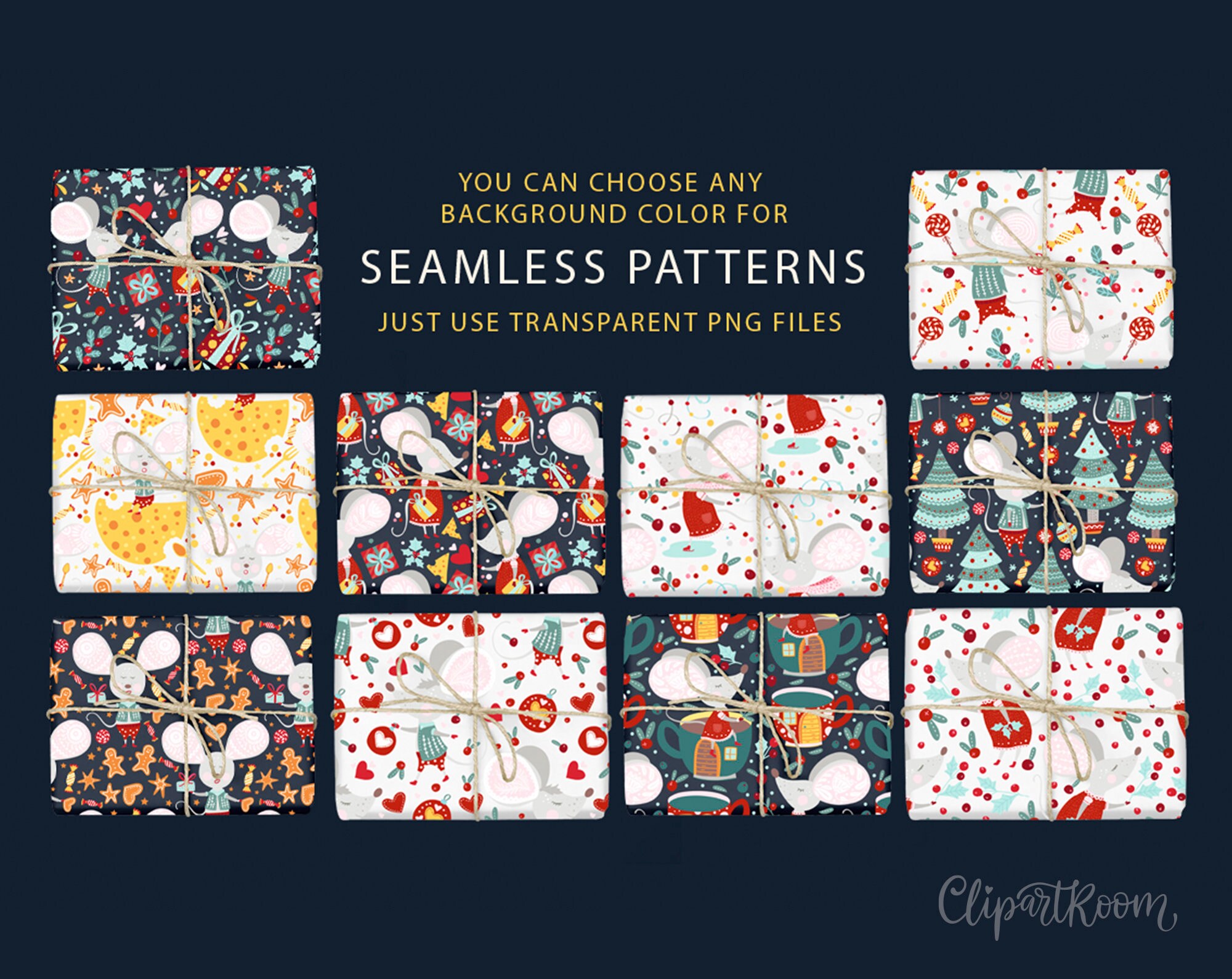 Kawaii Christmas Digital Paper Pack, Winter Digital Paper, Christmas ...