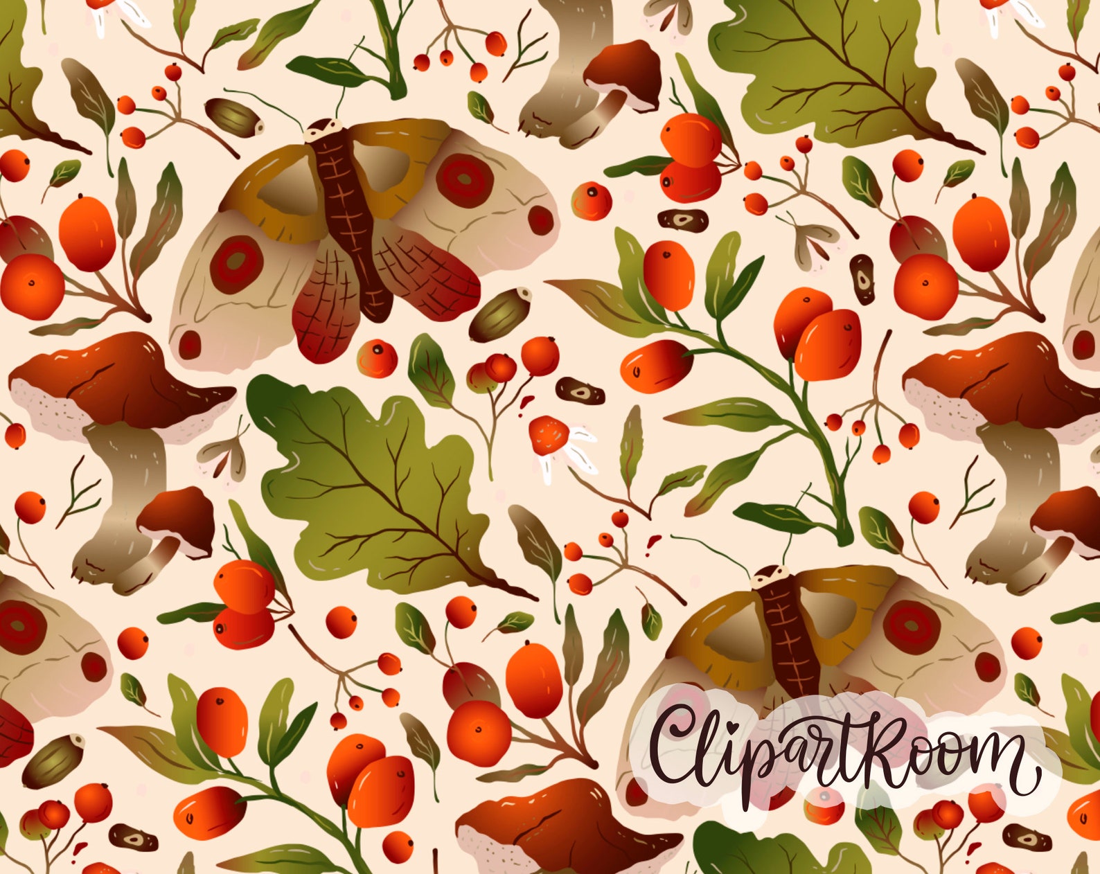 Fall Digital Paper Mushroom & Daisy Digital Paper Seamless | Etsy