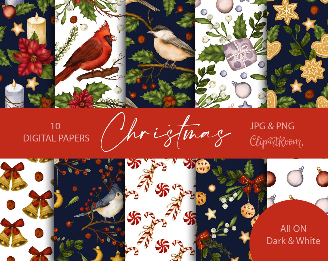 Cardinal Clipart Border Clipart Digital Vintage Christmas Images ...