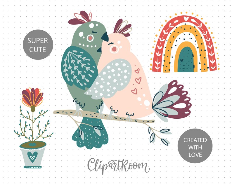 Bird Svg Couple Clipart Valentine Clipart Rainbow Svg I Love You Svg ...