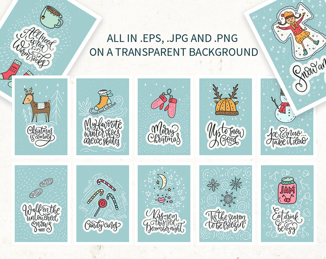 Christmas Vector Bundle, Christmas Doodle Clipart, Christmas Printable ...