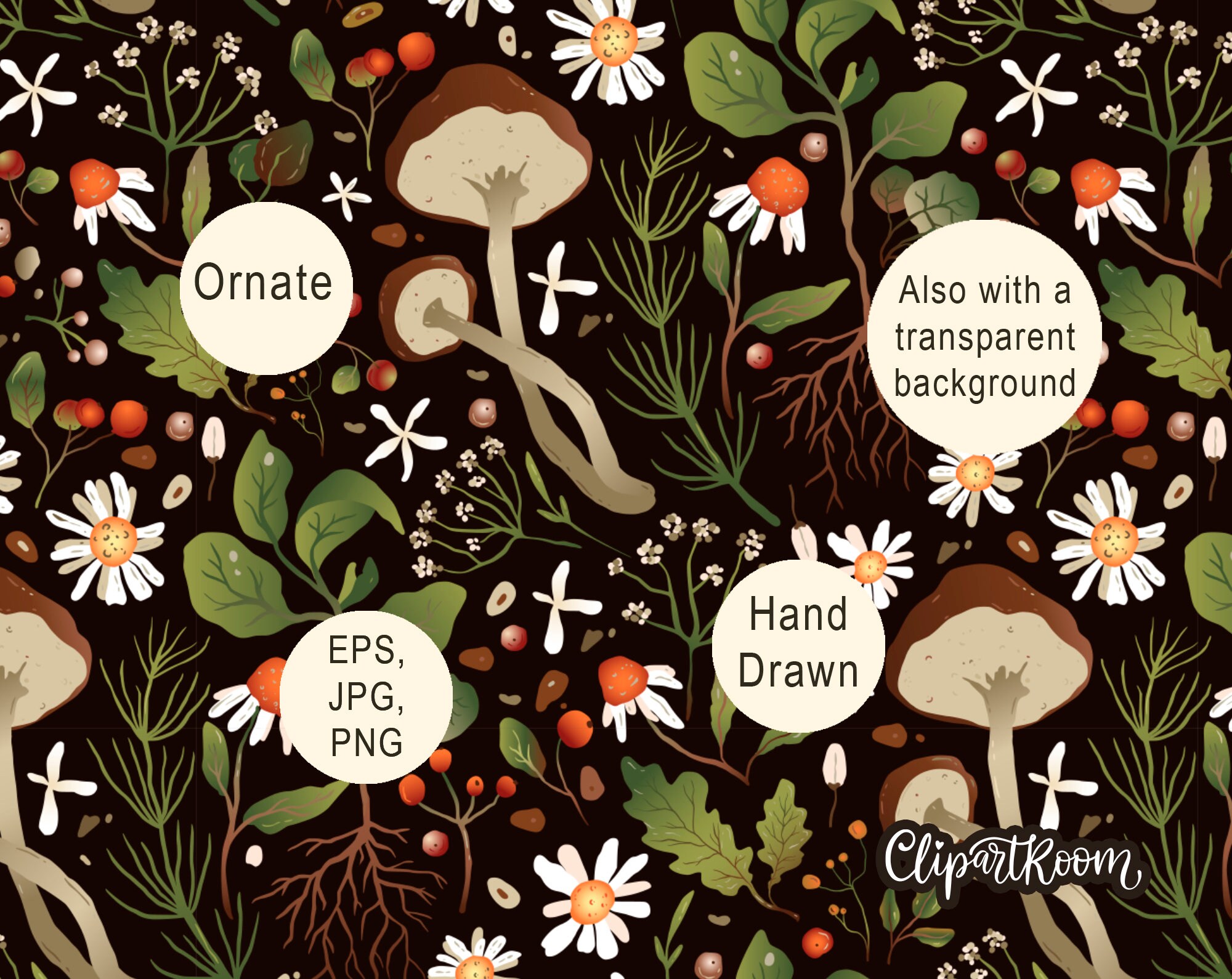 Autumn Digital Paper Fall Digital Paper Floral Graphic Seamless Pattern ...