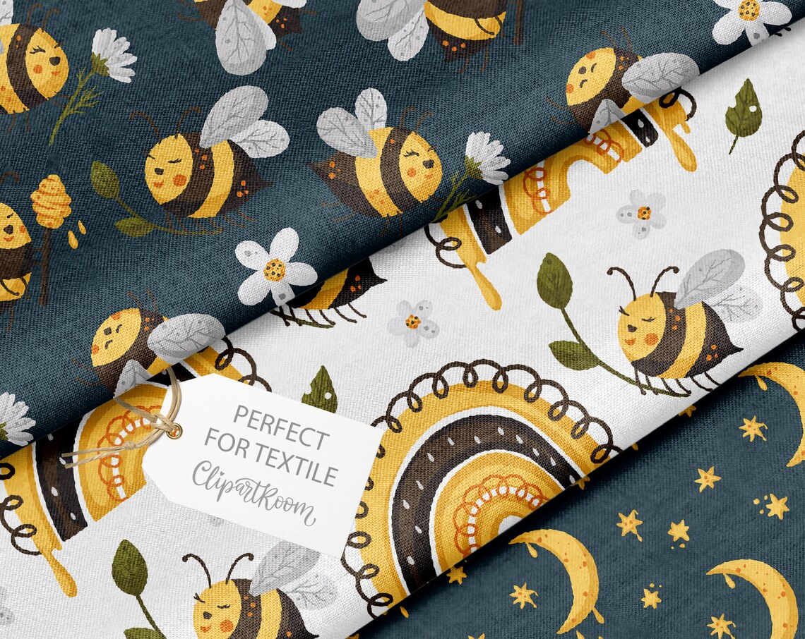 Bumble Bee Digital Paper Honey Bee Seamless Digital Patterns Colorful ...