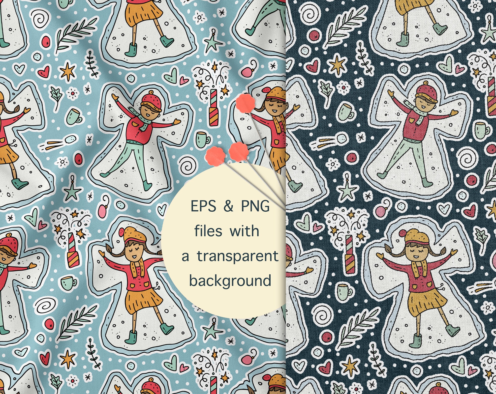 Winter Digital Background, Seamless Christmas Digital Paper Pack, Deer ...