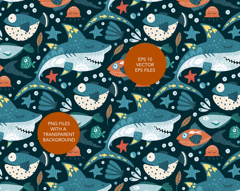 Baby Shark Digital Paper Pack Summer Digital Paper Ocean - Etsy