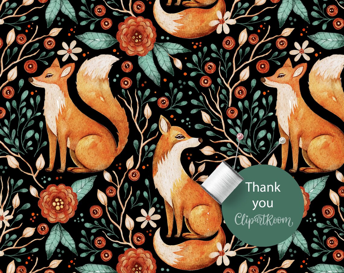 Fox Print Fall Digital Paper Fox Baby Shower Fox Pattern Animal ...