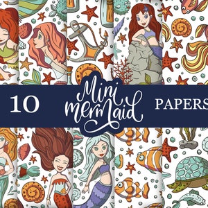 Mermaid Digital Paper Pack Summer Digital Paper Mermaid Paper Digital ...