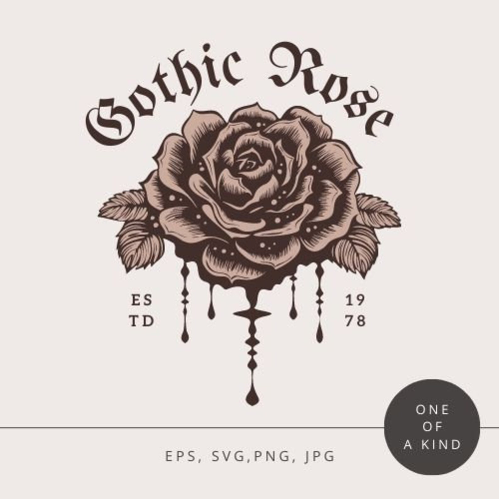 Rose Svg Custom Logo Stamp Gothic Svg One of A Kind Gothic Rose Vintage ...