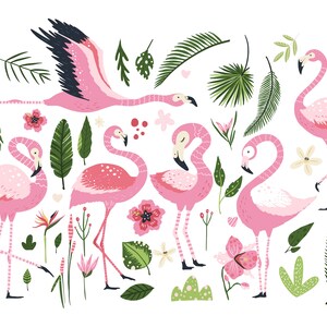 Tropical Flamingo Clipart Summer Clipart Instant Download Nursery Art ...