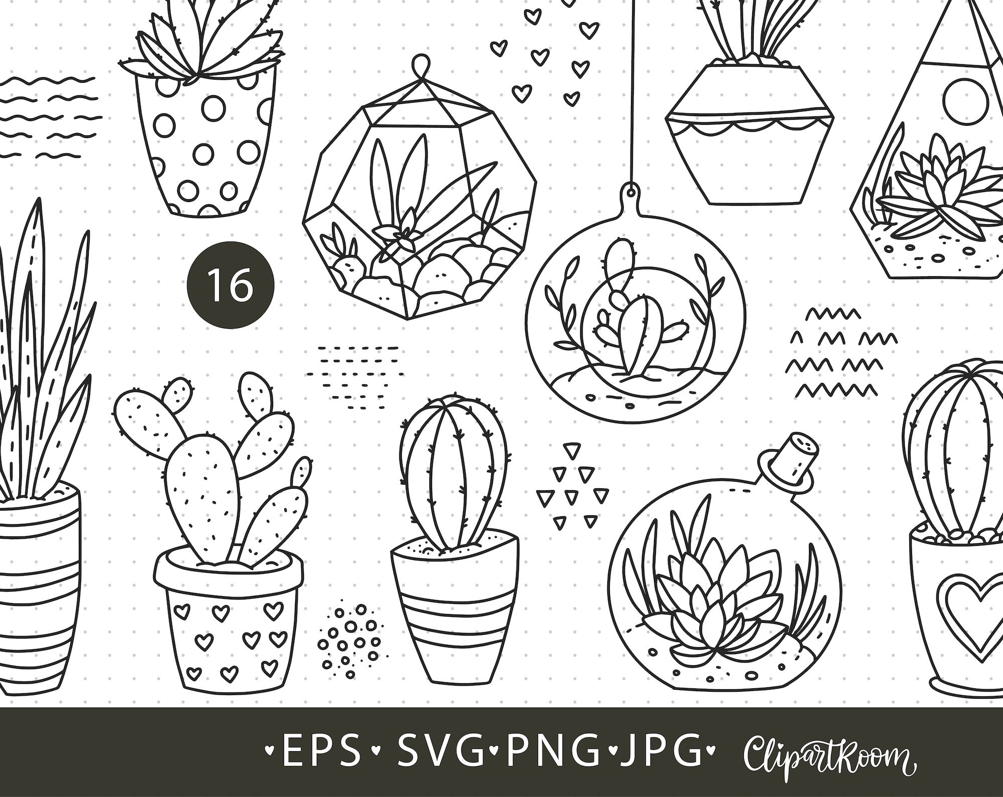 Cactus Svg Succulent Svg Line Svg Cactus Pot Flower Vase Svg Terrarium ...