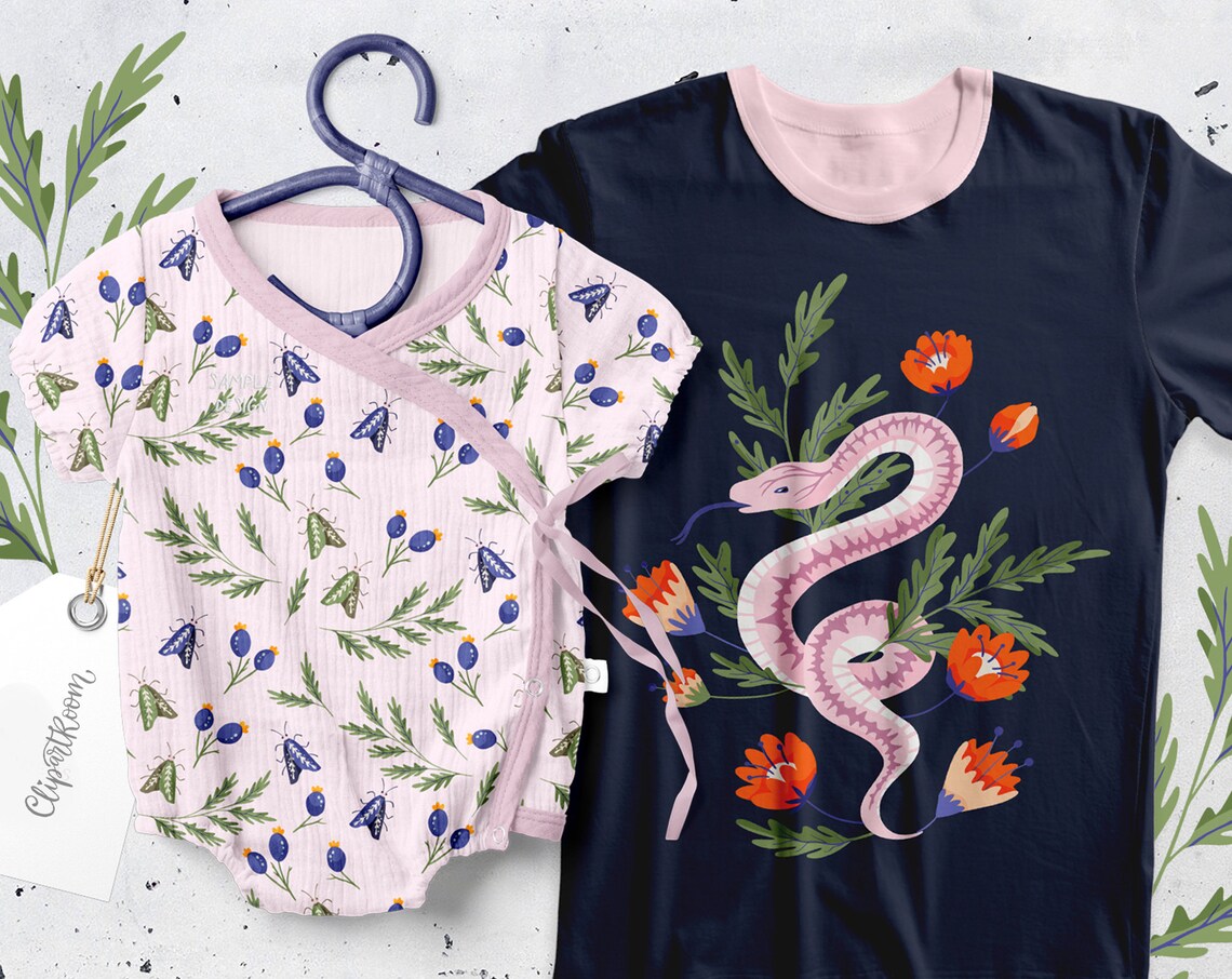 Snake Print Boho Clipart Snake Art Magic Digital Paper Snake - Etsy