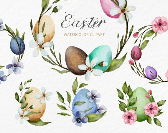 Easter Png Easter Egg Watercolor Floral Clipart Watercolor | Etsy