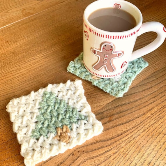 Christmas Crochet Mug Rug Pattern Christmas Crochet Coaster | Etsy