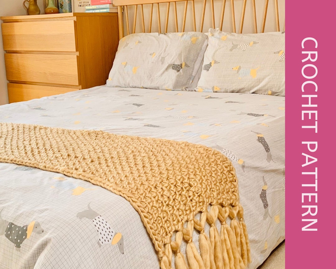 Crochet Bed Runner Pattern for Beginners Uses Super Bulky Yarn - Etsy