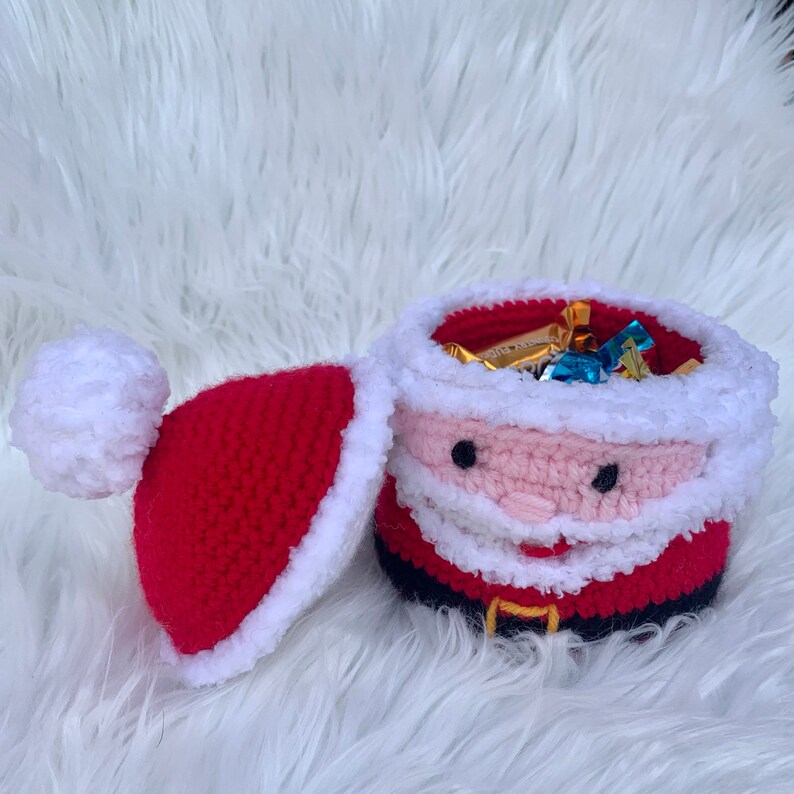 Crochet Santa Gift Basket With Lid Christmas Crochet Pattern | Etsy