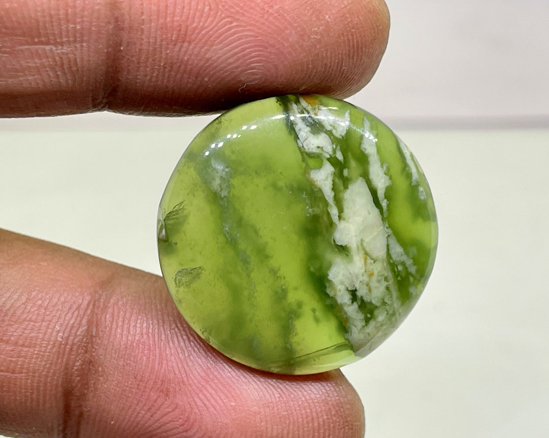 Serpentine Gemstone,serpentine Cabochon,green Serpentine Round Shape,32 ...