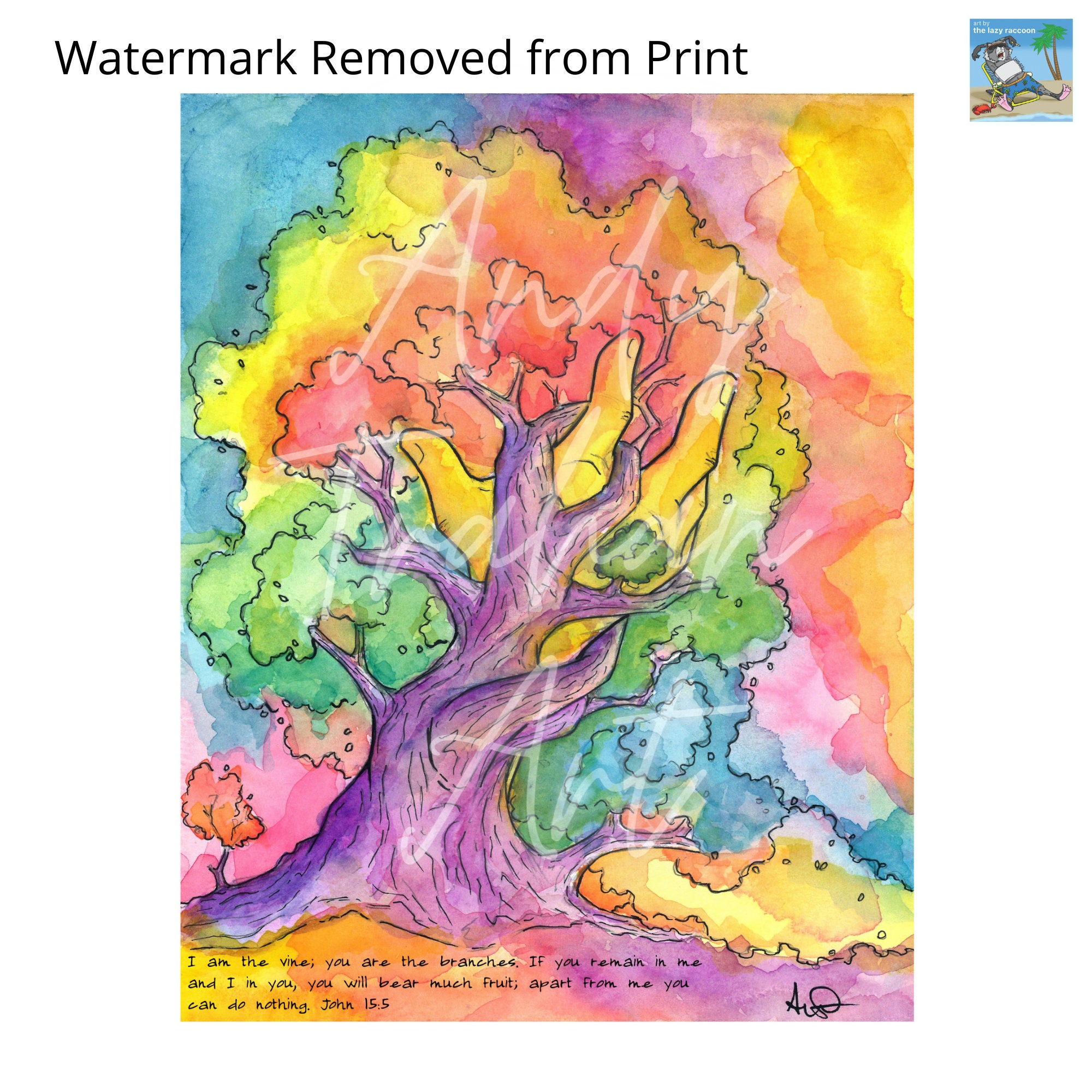 Bible Themed Tree Watercolor Print With Bible Verse From the Book of ...