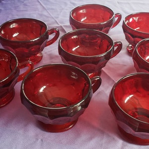 Vintage, Fenton, Ruby Red, Georgian, Honeycomb, Handled, Cup, Cups ...