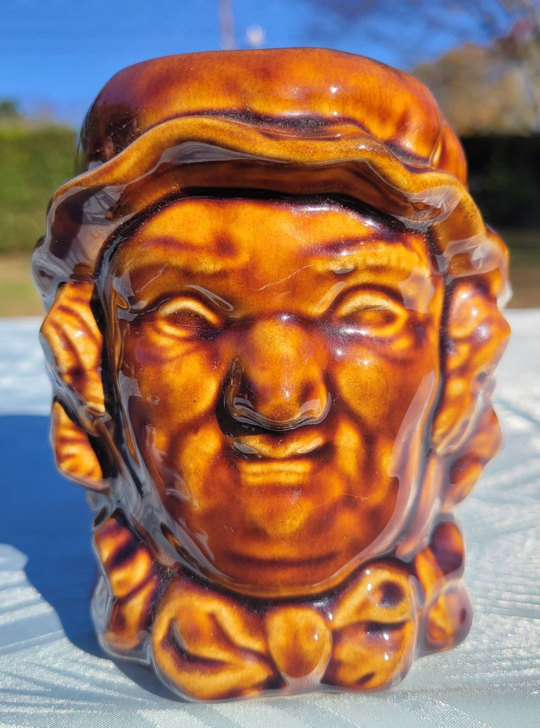 Vintage, Mottled, Female, Figural, Mug, Rockingham/bennington Style ...