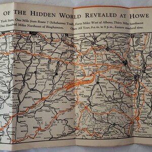 Scarce, 1930's, Howe Caverns, One of Nature's Masterpieces, Road Map ...