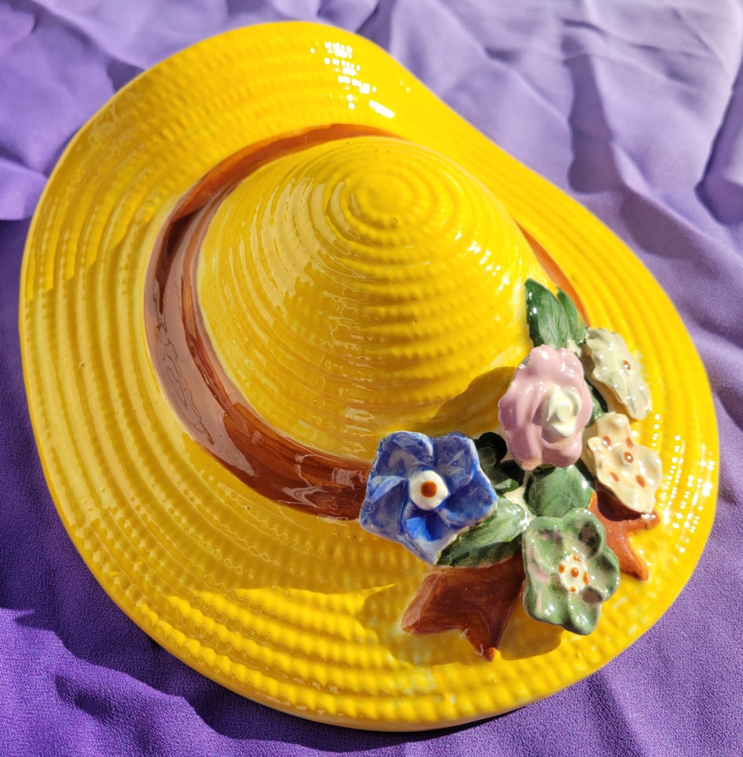 Yellow Straw Hat Wall Pocket Planter Vase Wall Hanging - Etsy