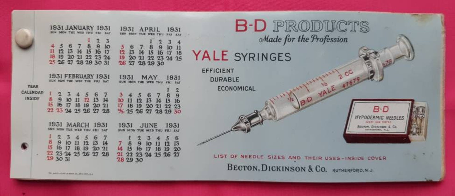 Vintage Yale Syringe Brochure Calendar 1931 Medical | Etsy