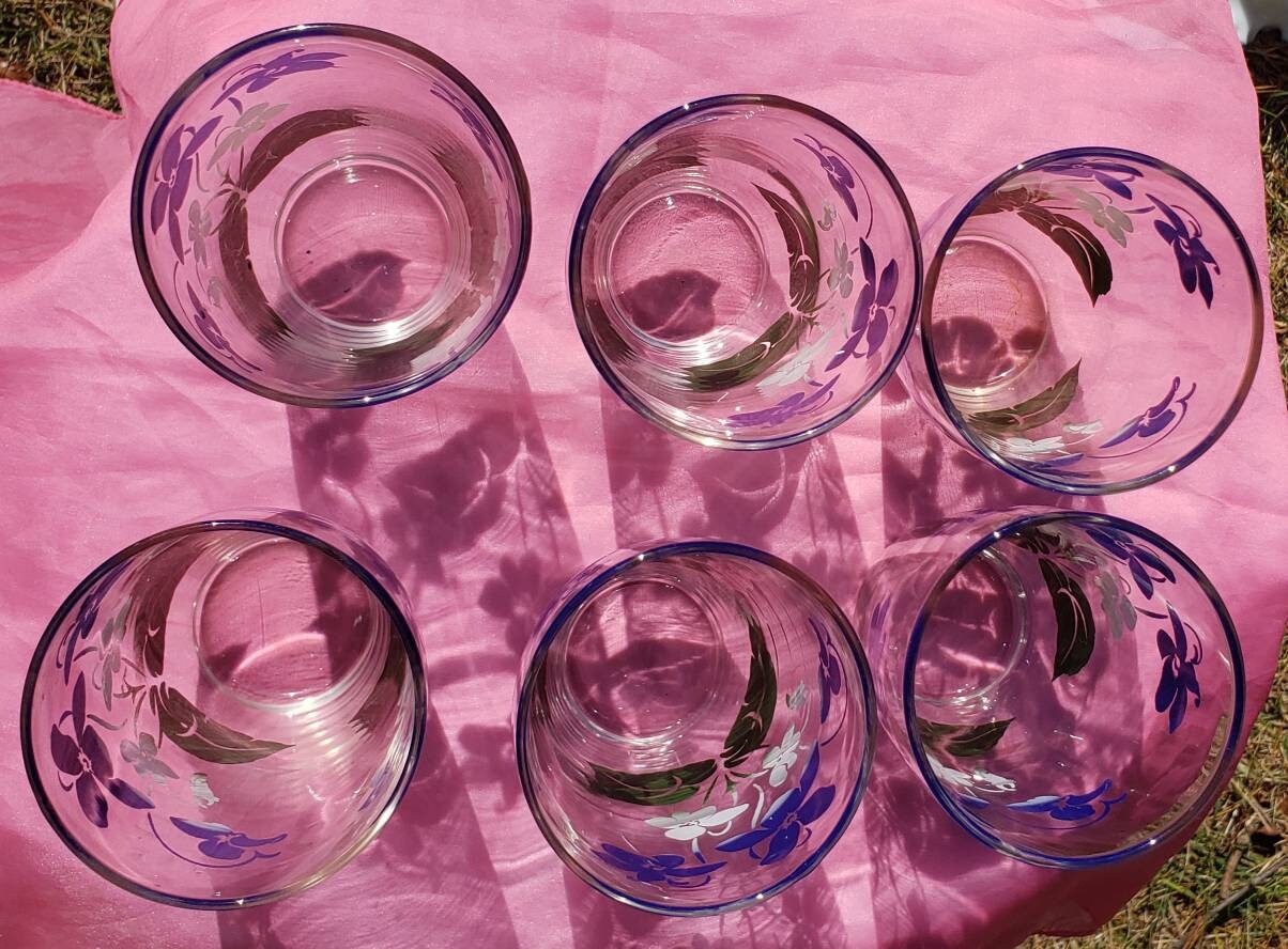 Swanky Swigs Set of 6 16 Oz Blue White Green Flowers | Etsy