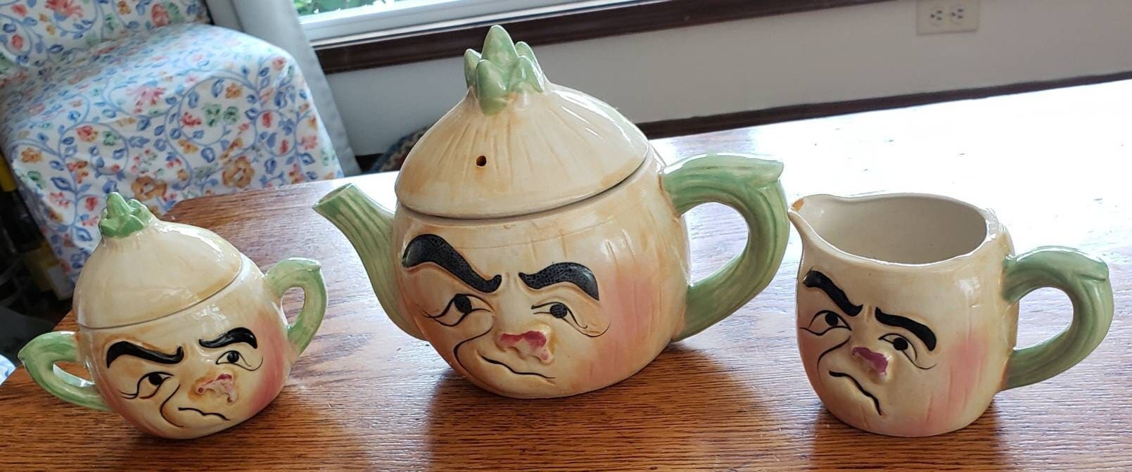 Whimsical Angry Onion/Garlic Tea Set Tea Pot Creamer Sugar | Etsy