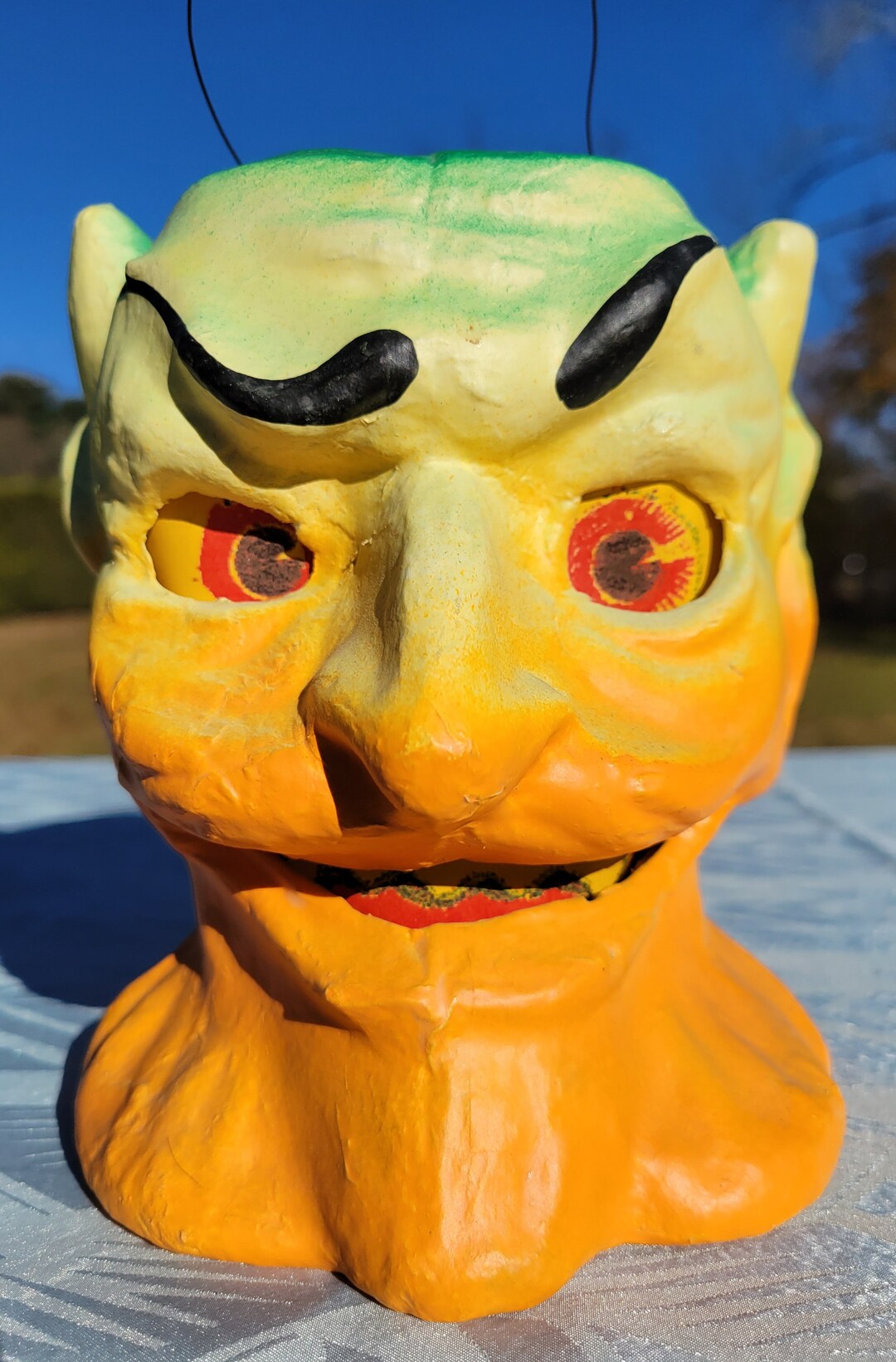 Vintage, Halloween, Devil, Lantern, Paper Maché, Diablo, Sculpted ...