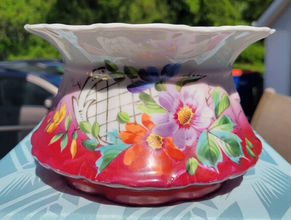 Gorgeous Vibrant 1890's Hand Painted Spittoon | Etsy