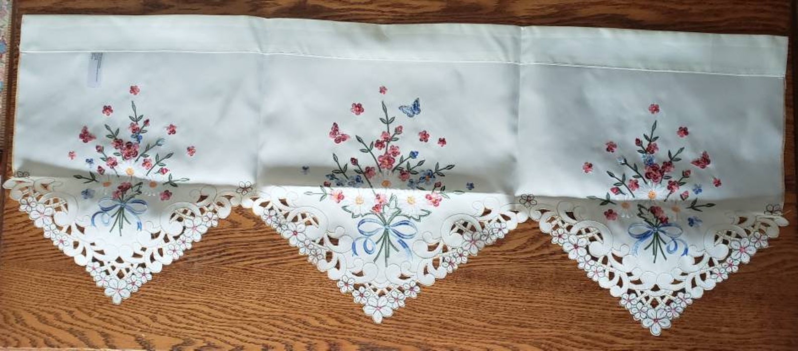 Embroidered Floral Bouquet and Butterflies Window Valance | Etsy