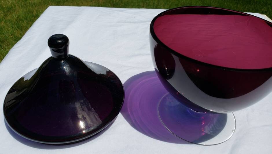 Vintage Amethyst Covered Dish Candy Dish Purple Elegant | Etsy