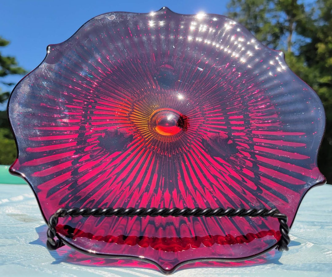 1932, Fenton, Sheffield Pattern, Ruby Red, Amberina, Bon Bon, Dish ...