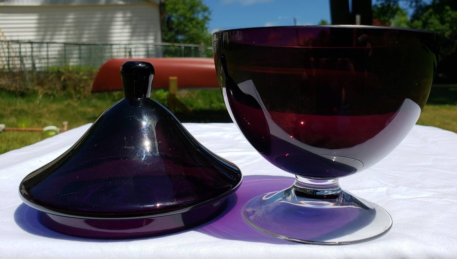 Vintage Amethyst Covered Dish Candy Dish Purple Elegant | Etsy