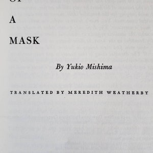 Rare, 1958, Confessions of A Mask, Yukio Mishima, 2nd Novel, Struggle ...