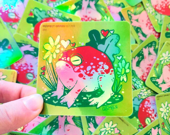 Strawbebby Frog Holographic Vinyl Swatch Sticker - Etsy