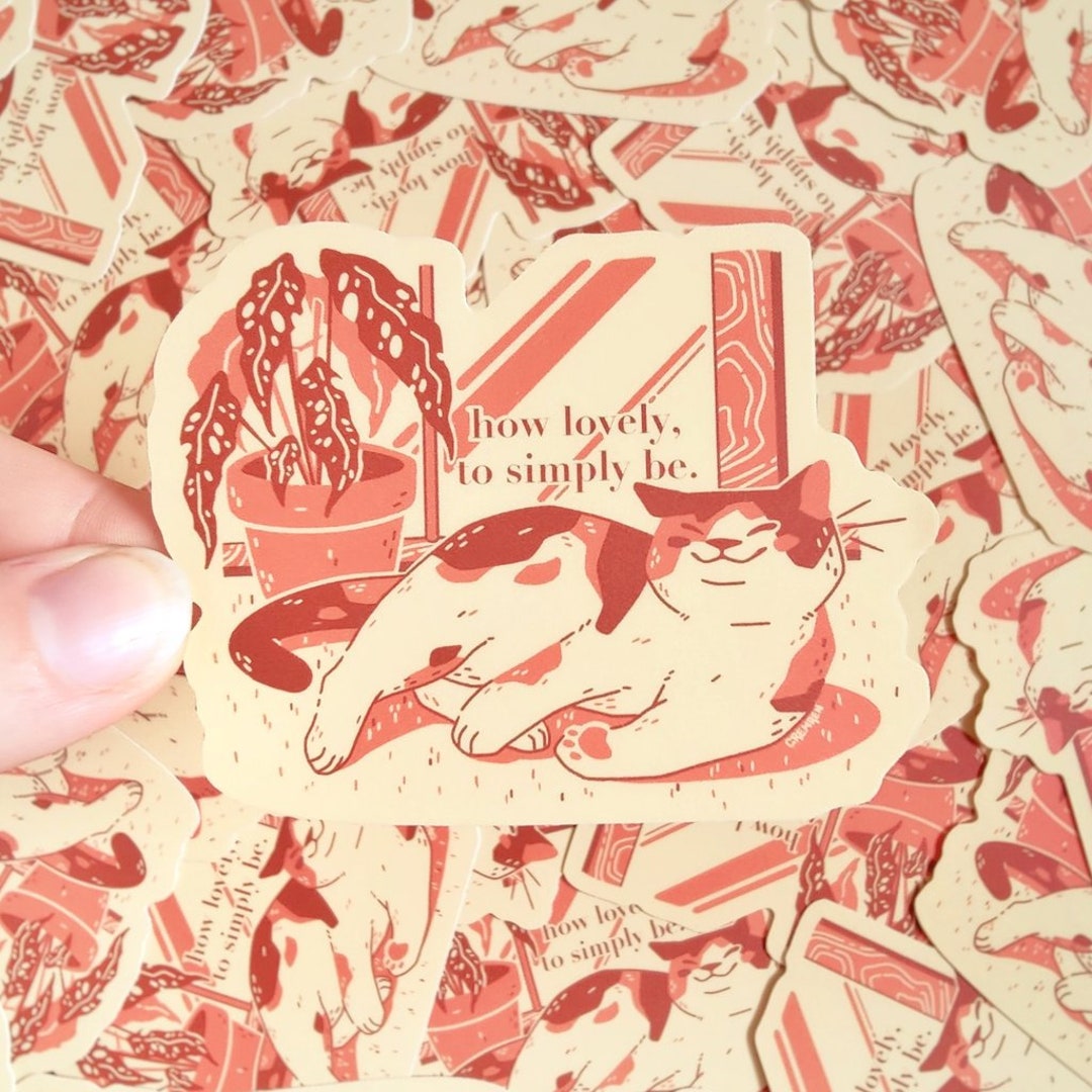 Lovely to Be Calico Cat Waterproof Matte Vinyl Sticker - Etsy