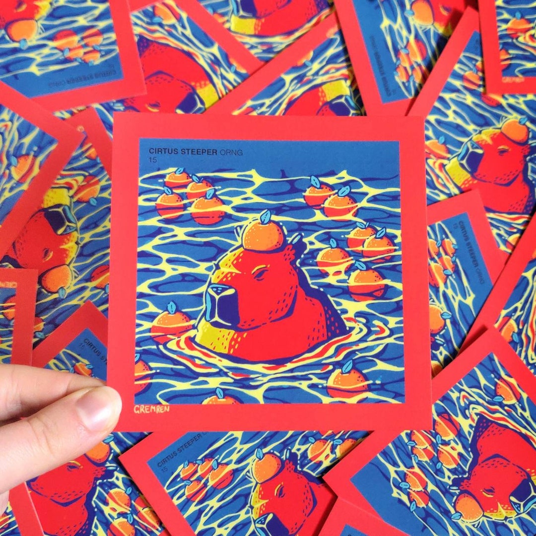 Steeping Capybara Square Print - Etsy