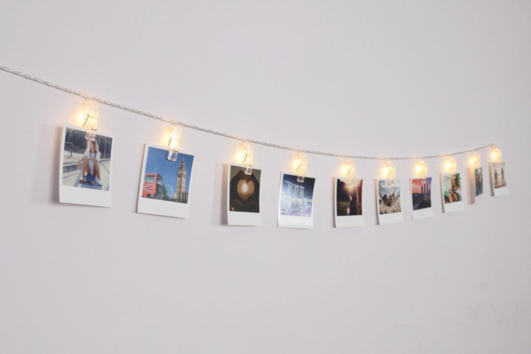LED Clothes Peg Photo Hanger, Self Adhesive Battery Operated Display - Etsy