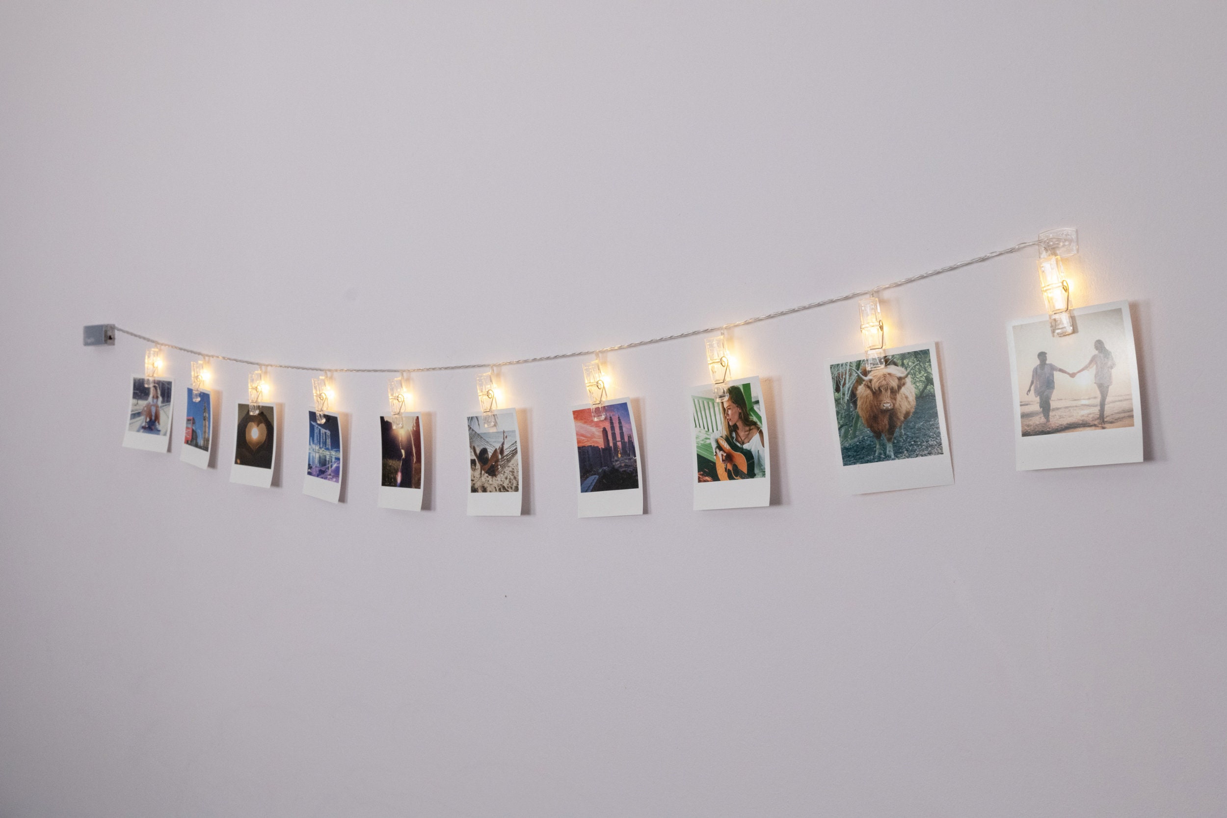 LED Clothes Peg Photo Hanger, Self Adhesive Battery Operated Display - Etsy