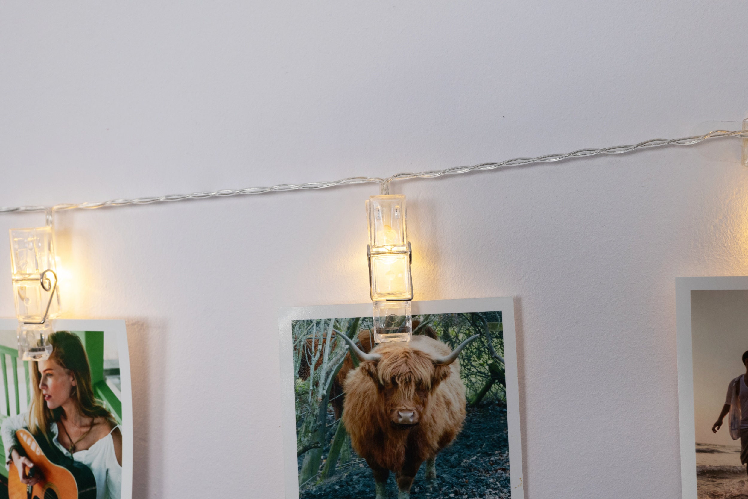 LED Clothes Peg Photo Hanger, Self Adhesive Battery Operated Display - Etsy