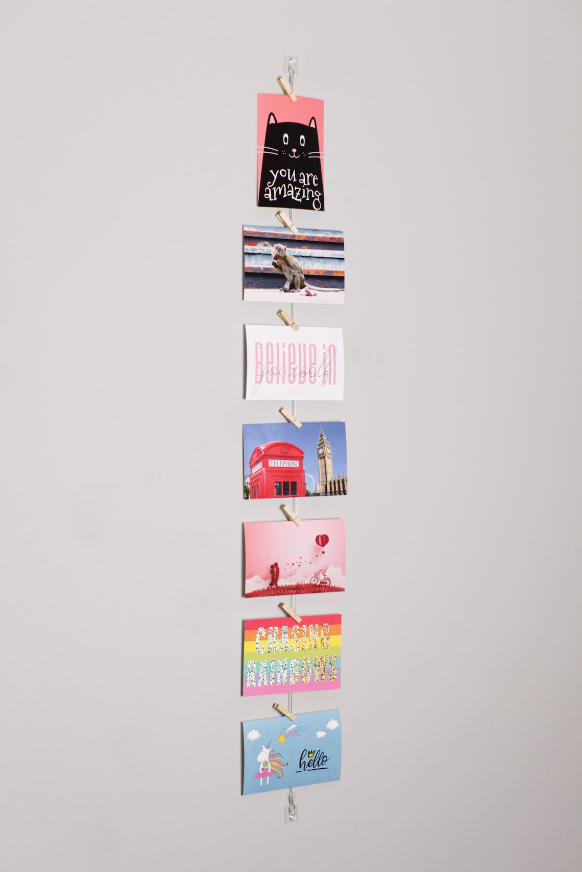 Vertical Cable Photo Display, Home Decor Clothespeg Picture Hanger ...