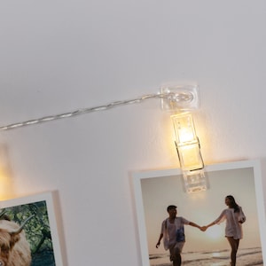 LED Clothes Peg Photo Hanger, Self Adhesive Battery Operated Display - Etsy