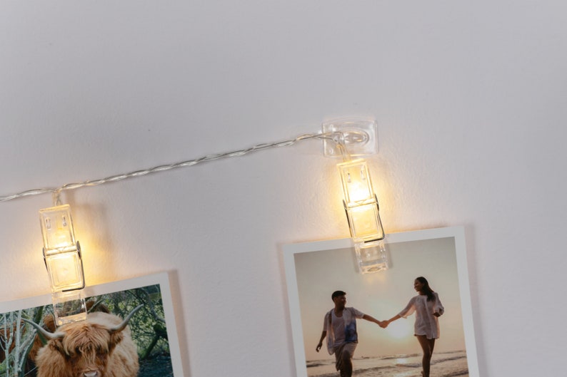 LED Clothes Peg Photo Hanger, Self Adhesive Battery Operated Display - Etsy