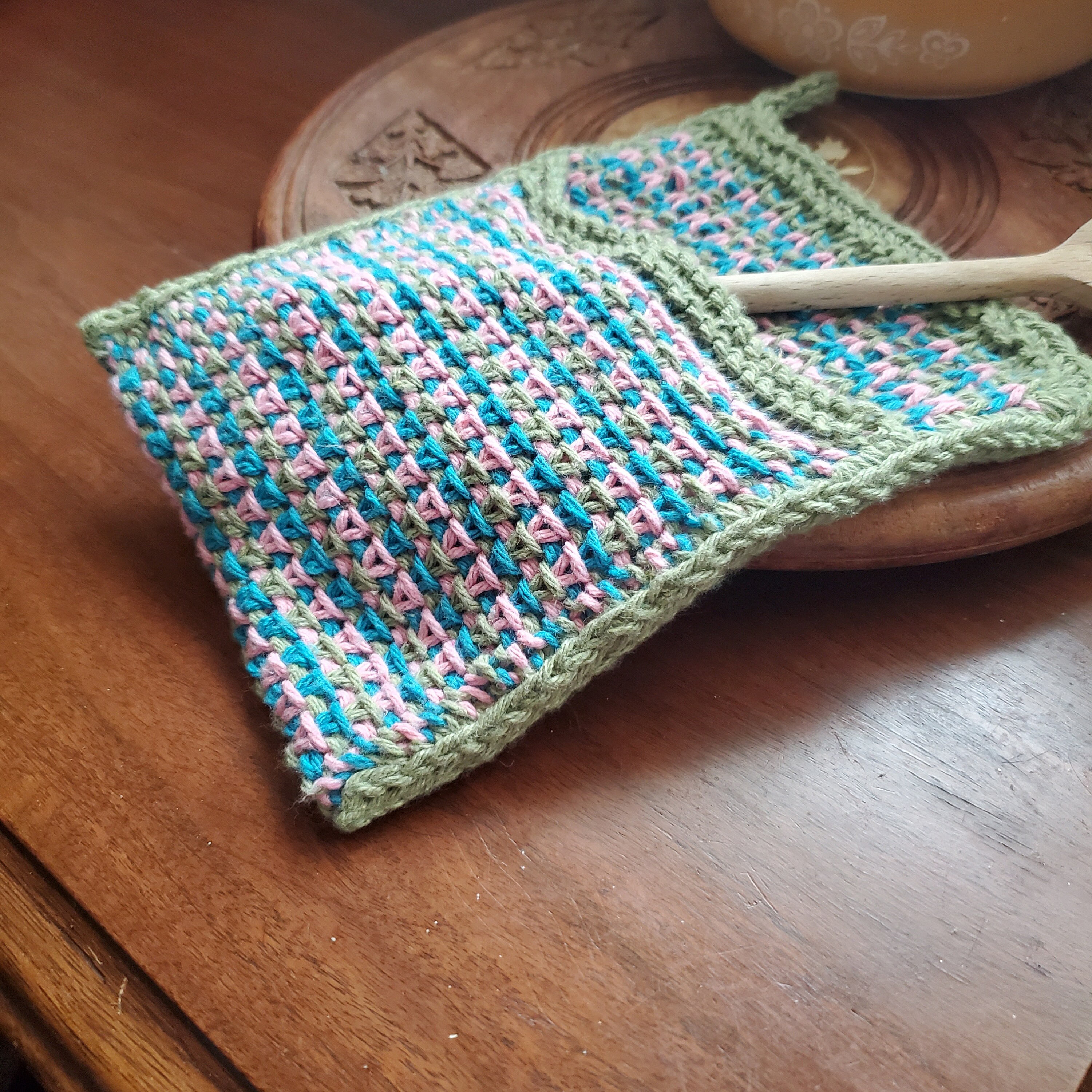 Three Color Linen Stitch Oven Mitt Knitting Pattern - Etsy